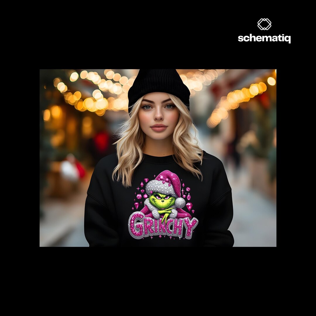 Grinchy Faux Rhinestone and Sequin Sparkly Crewneck Sweatshirt - Etsy