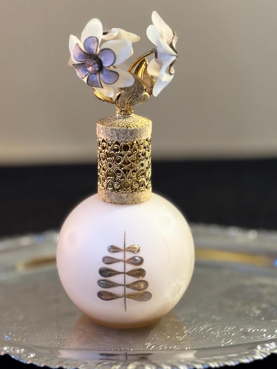 Vintage Irice Irving W Rice Perfume Bottle With Floral Top, West ...