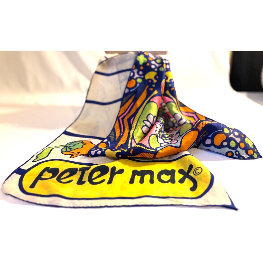 Vintage PETER MAX Scarf 1970s Very RARE Psychedelic Silk Scarf, Great ...
