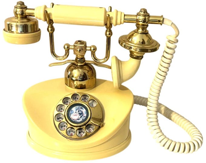 1971 French Style Rotary Princess Phone Cream & Brass W/ Courting ...