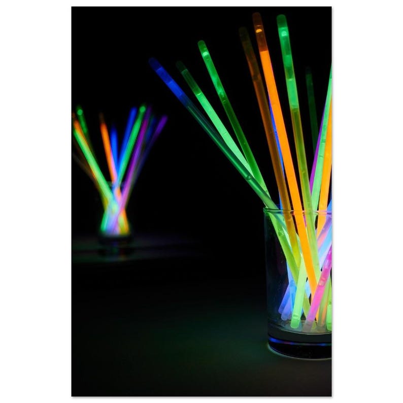 Vibrant Neon Glow Sticks Bouquet - Modern Aluminum Art Print - Perfect ...