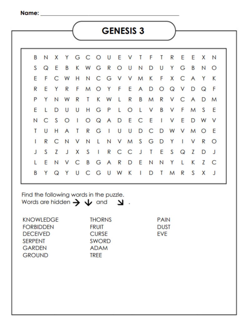 Genesis 1-11 Word Search - Etsy