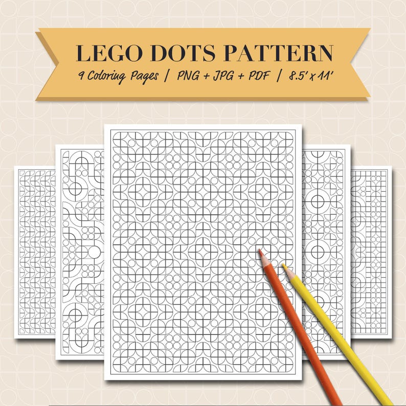 LEGO Dots Pattern Coloring Pages, Fun Coloring Pages, Instant Download ...