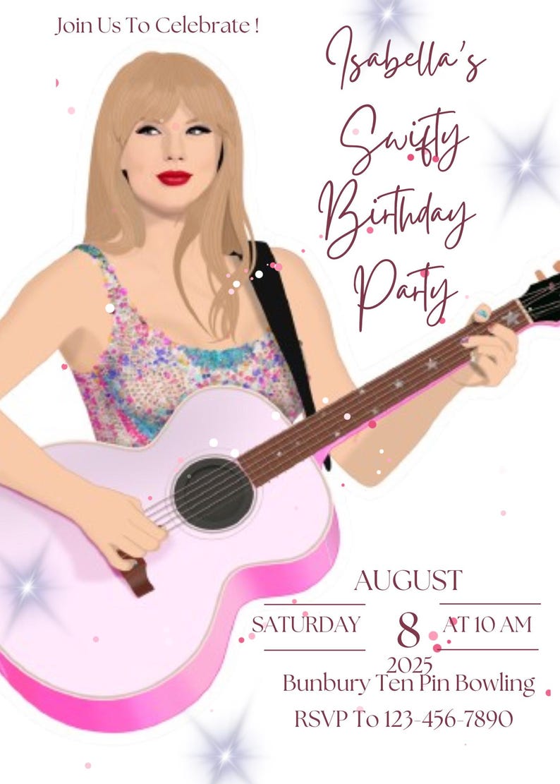 Taylor Swift Themed Birthday Invitation - Etsy