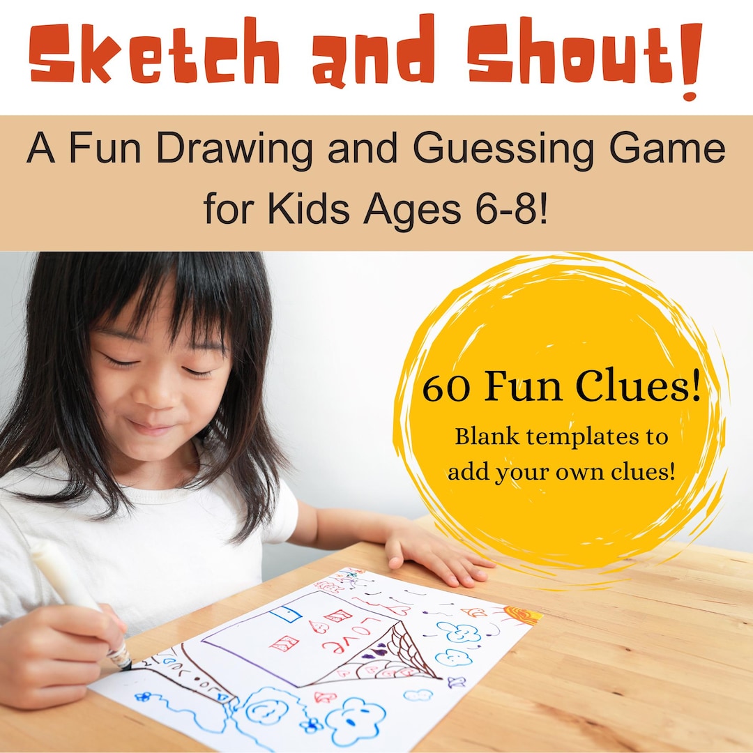 Sketch and Shout - Printable Drawing and Guessing Game for Kids Ages 6 ...
