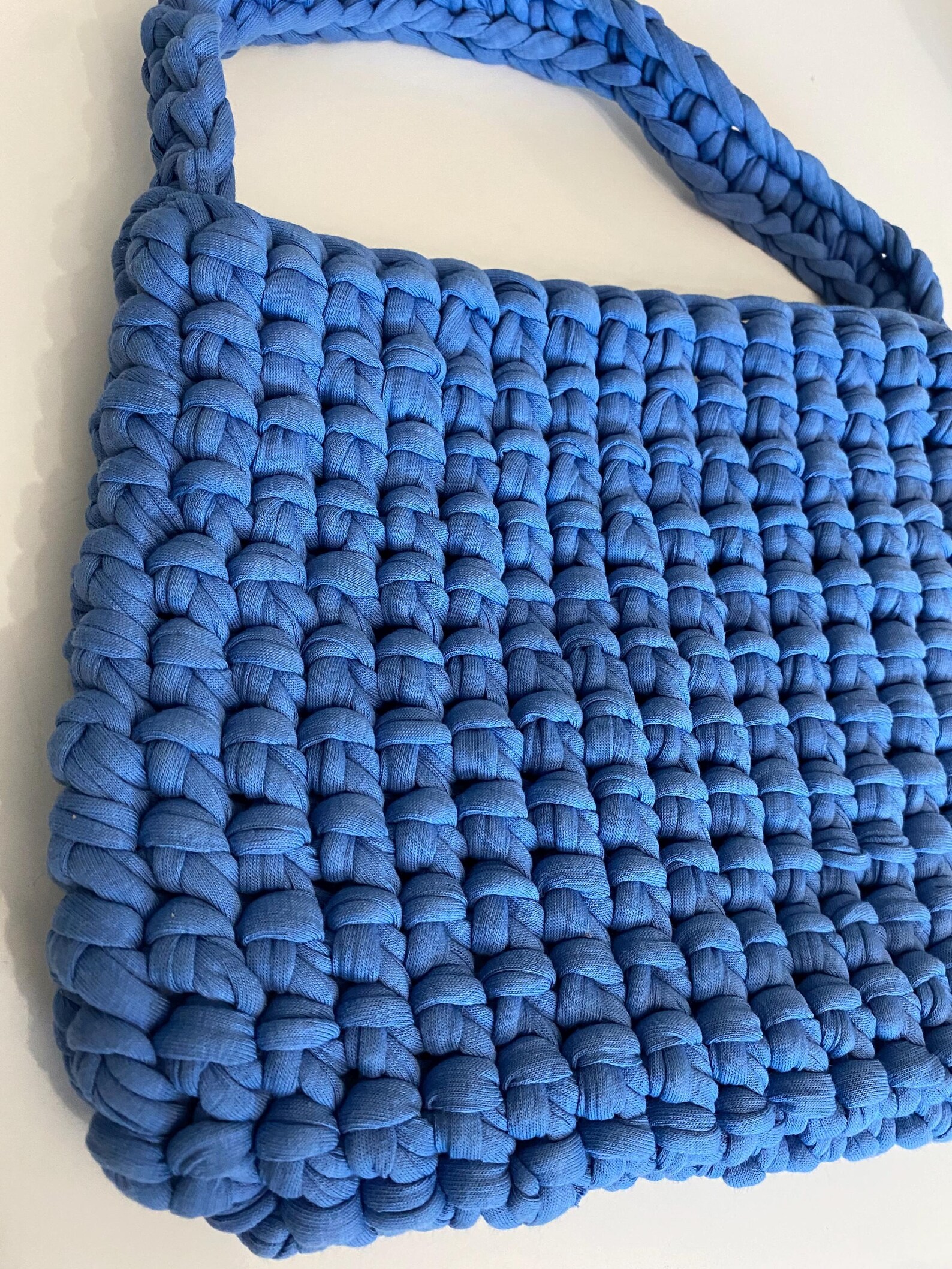 Handmade Knitted Bag, Blue Bag, White Bag, Handmade Gift - Etsy