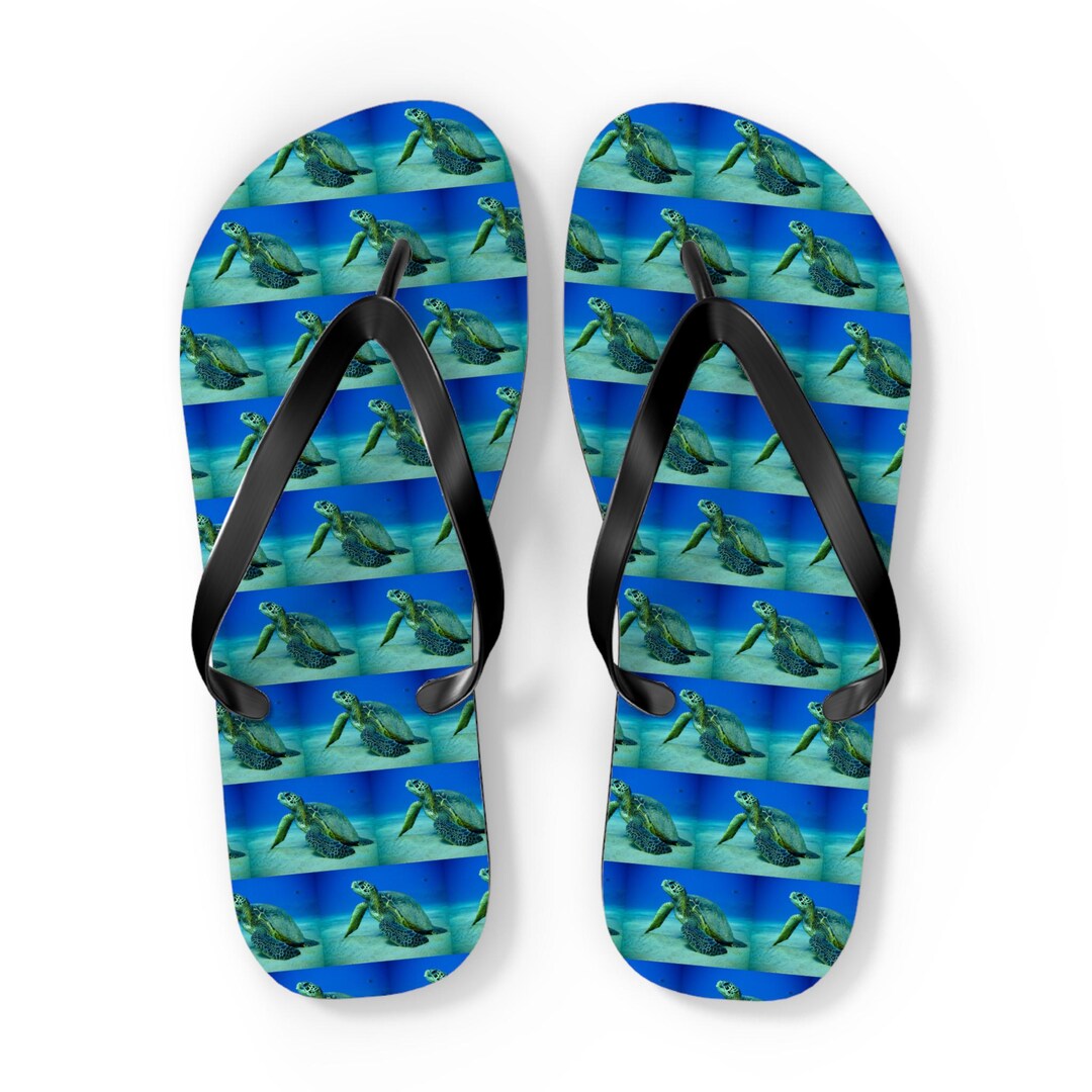 Sea Turtle Flip Flops - Beachwear, Summer Shoes, Ocean Lover Gift ...