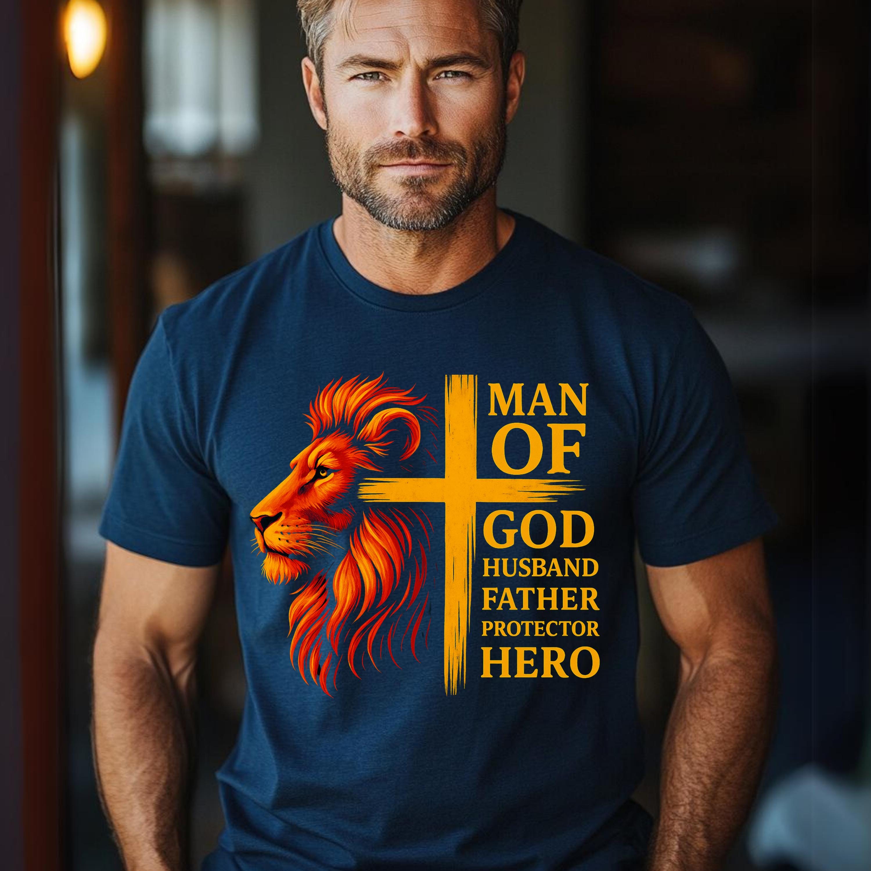 Man of God PNG, Christian Lion Cross Design for Dad, Husband Father ...