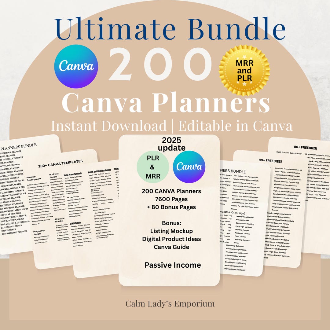 200 Canva PLR Templates, Planners, Journals, Trackers, 7600+ Pages PLR ...