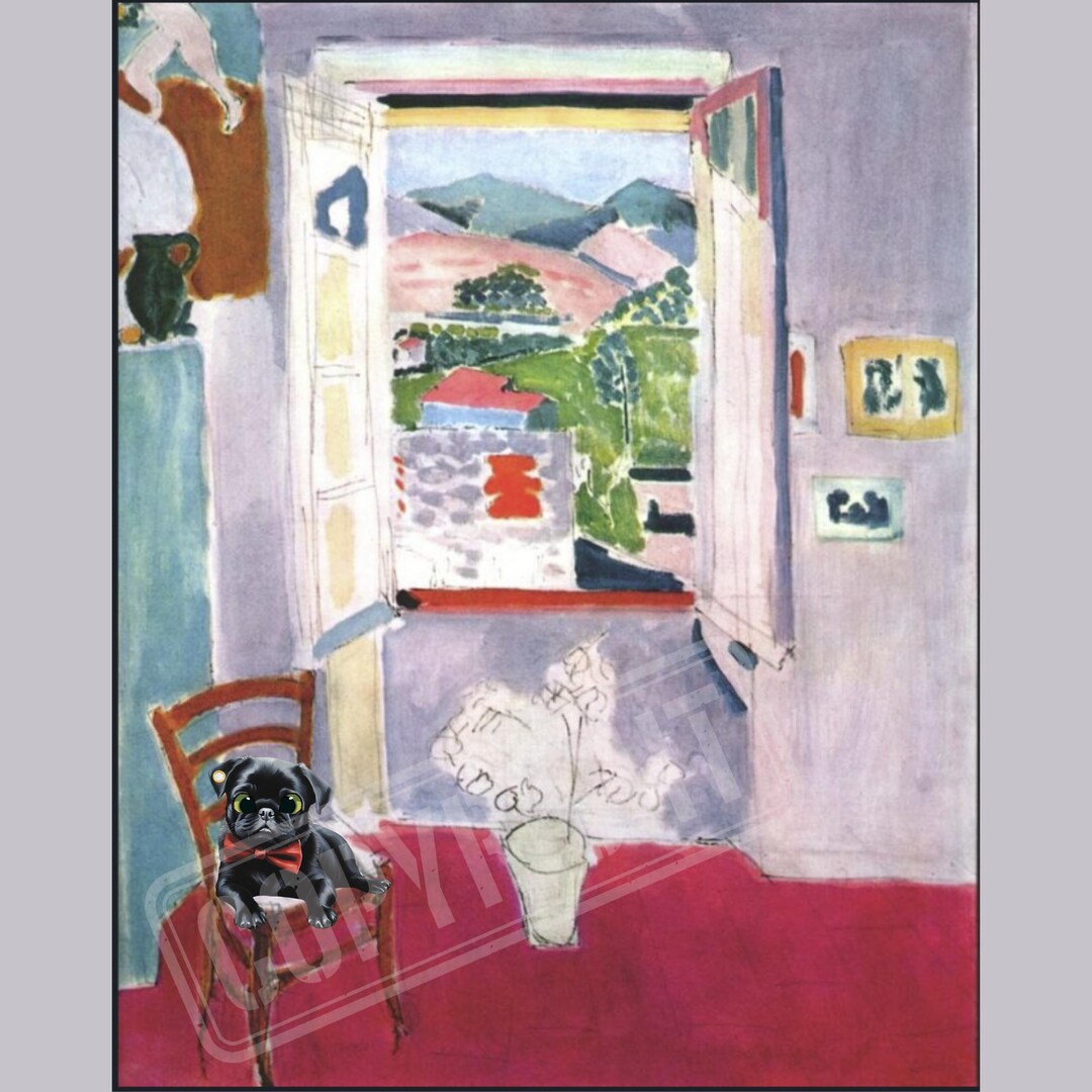 Henri Matisse the Window at Collioure, Dog Print Black Pug, Dog Art ...