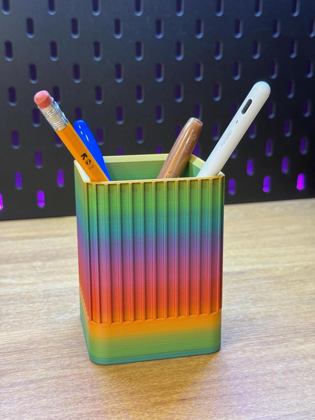 Modern Sleek Desktop Pen Organizer – Minimalist Pencil Holder for ...