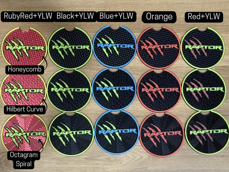 Ford Raptor Coasters: Custom Fit Cup Holder Inserts, Glow or Non-glow ...