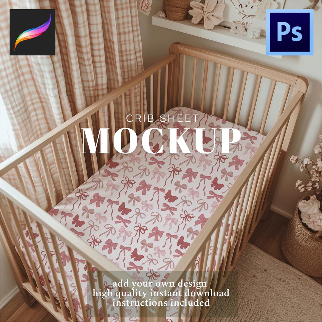 Crib Sheet Mockup Girl Nursery Pink Coquette Aesthetic | Procreate ...