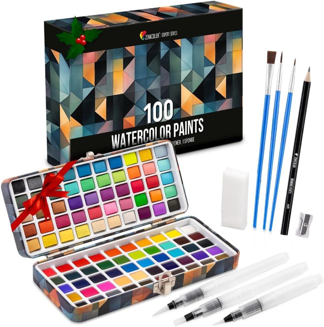 Zenacolor Watercolor Paint Set With 100 Colors - Water Color Pallet ...