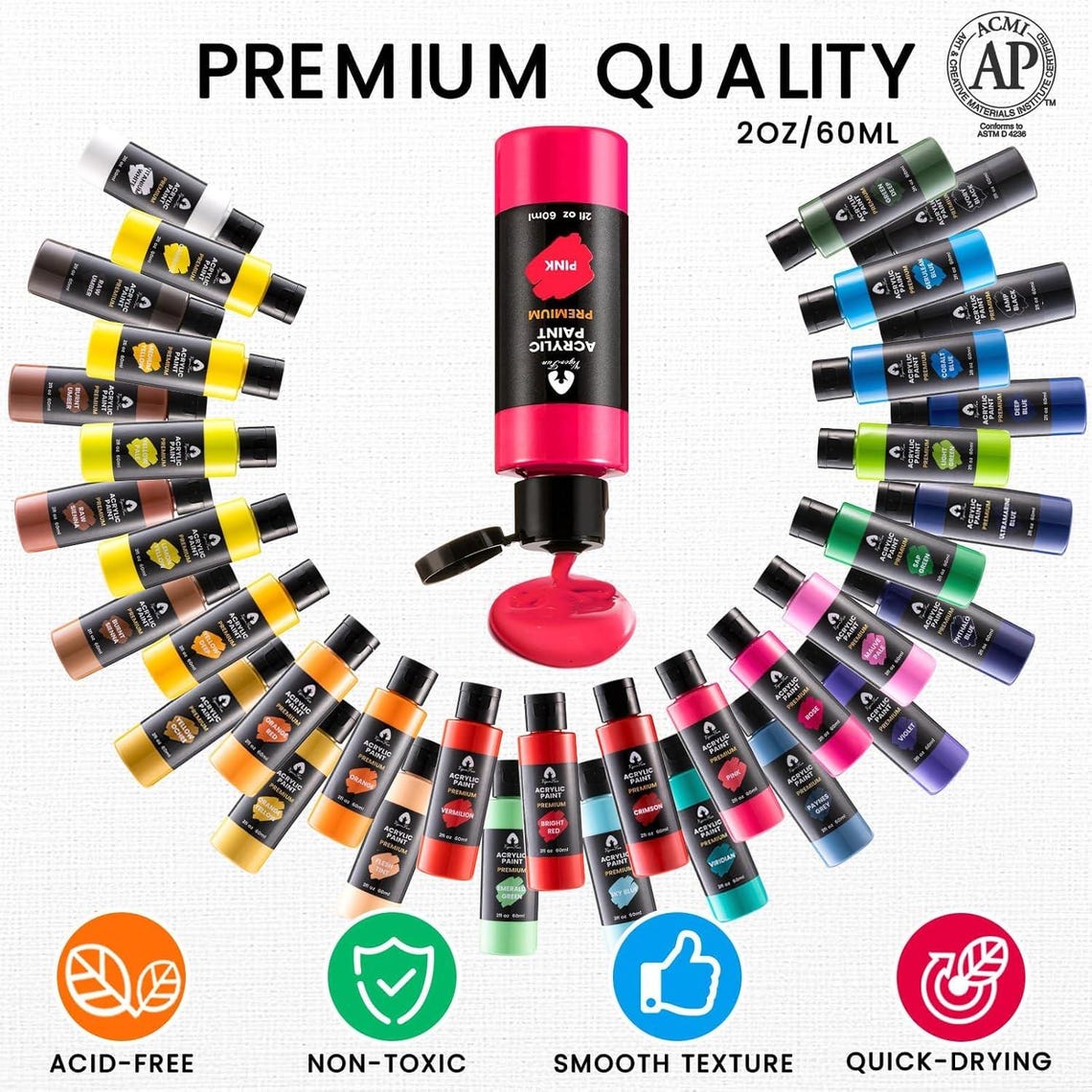 Acrylic Paint Set: 36 Colors, Brushes, Knives, Palette (60ml) - Etsy