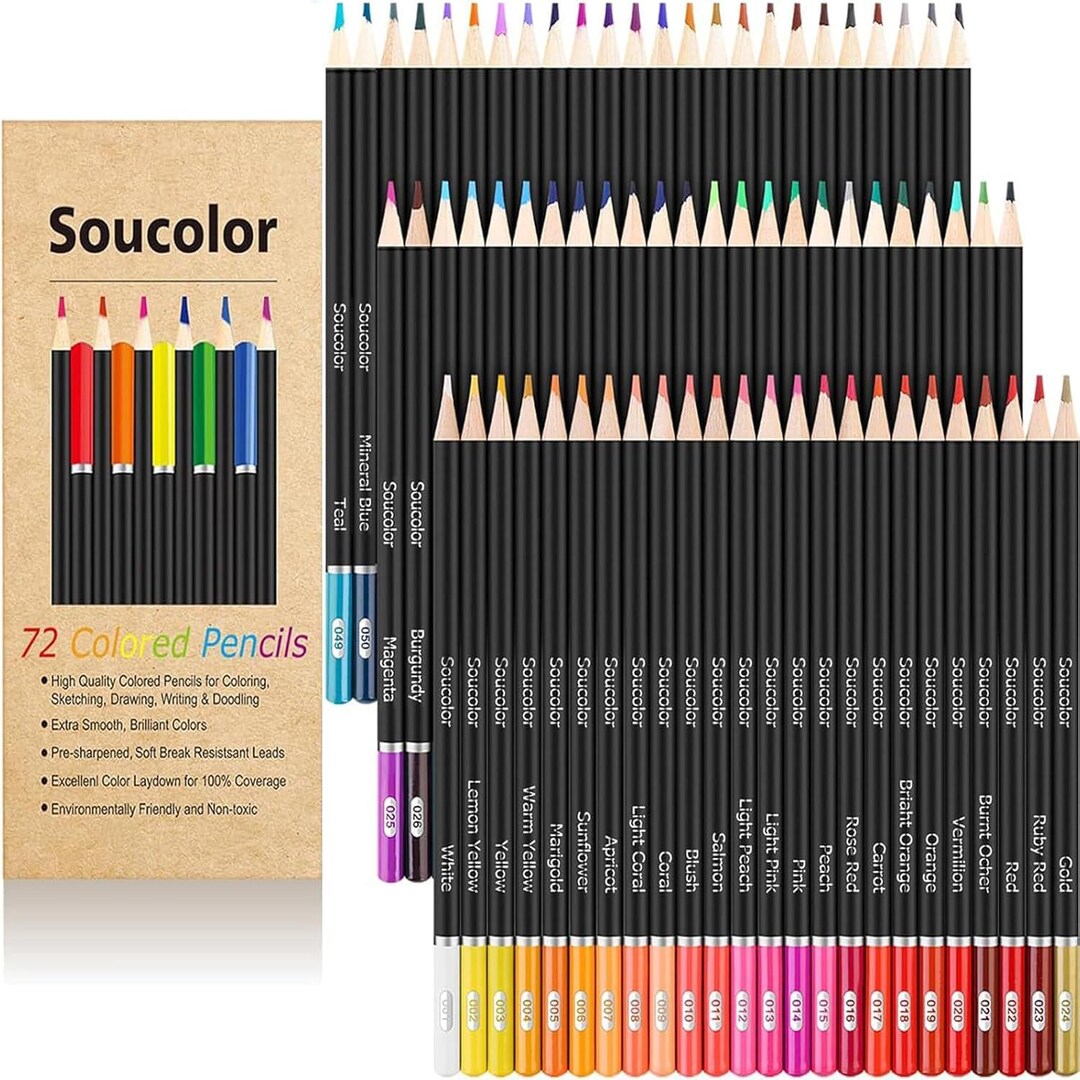 Soucolor 72 Colored Pencils: Soft Core Sketching & Drawing - Etsy