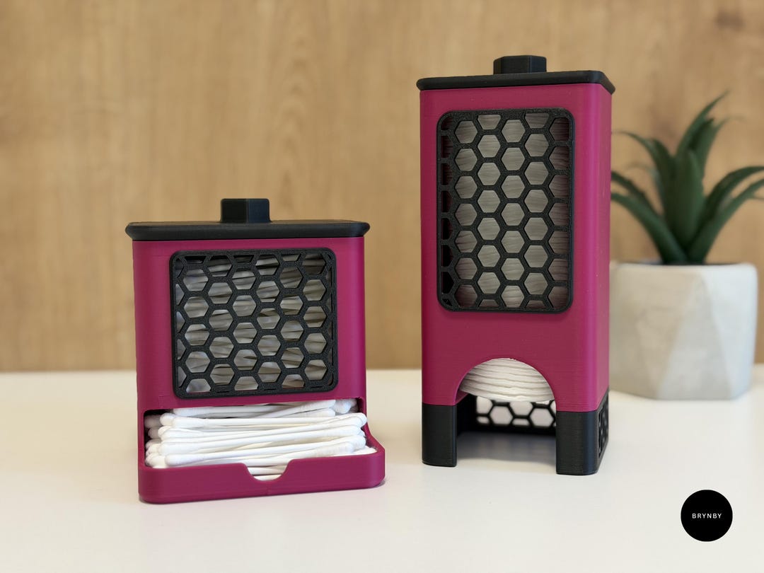 Honeycomb Cotton Pad and Q-tip Holder Set, Minimalist Bathroom Vanity ...