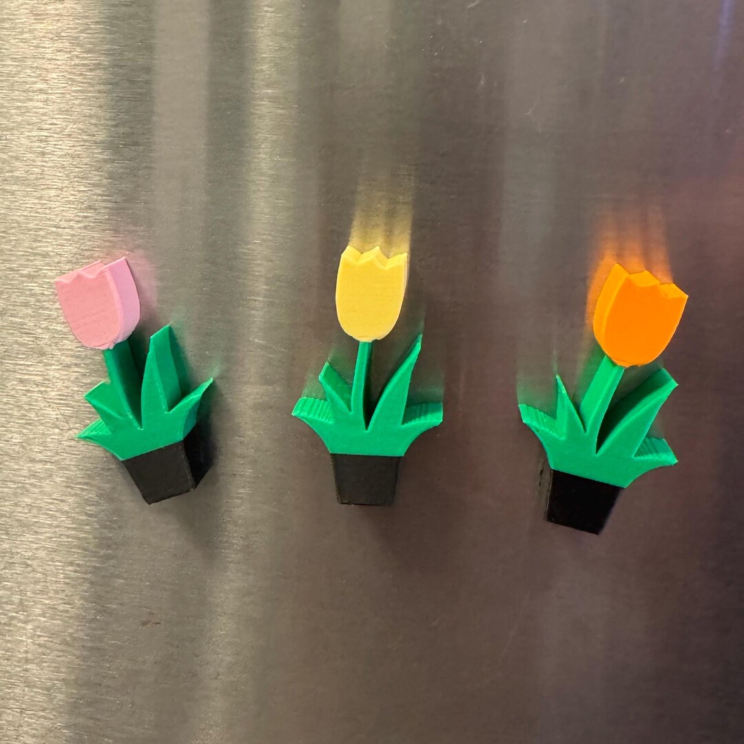 3D Printed Tulip Magnets | Spring Flower Refrigerator Magnets | Kitchen ...