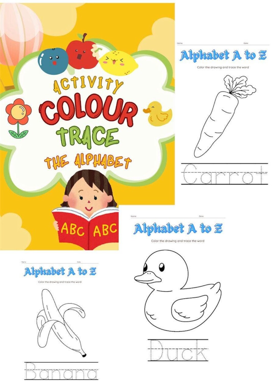Activity Colour and Trace the Alphabet - Etsy