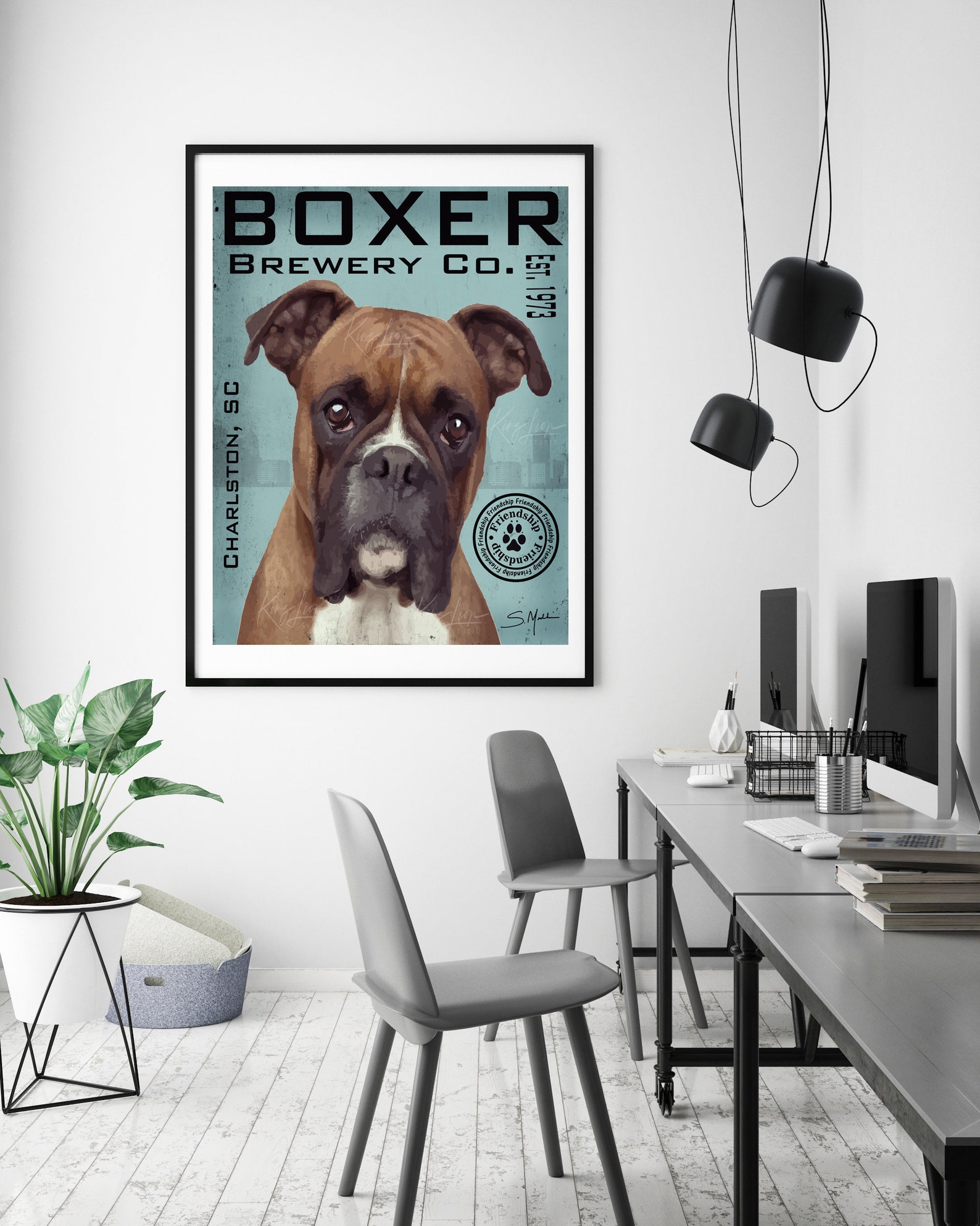 Boxer Dog Digital Art Brewery Co. Print or Canvas - Etsy