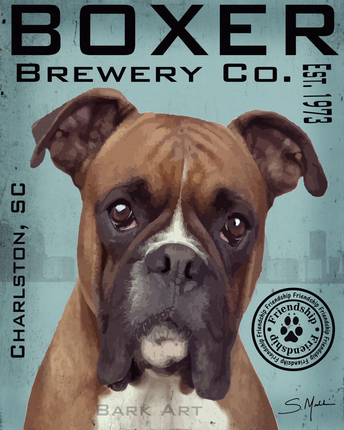 Boxer Dog Digital Art Brewery Co. Print or Canvas - Etsy