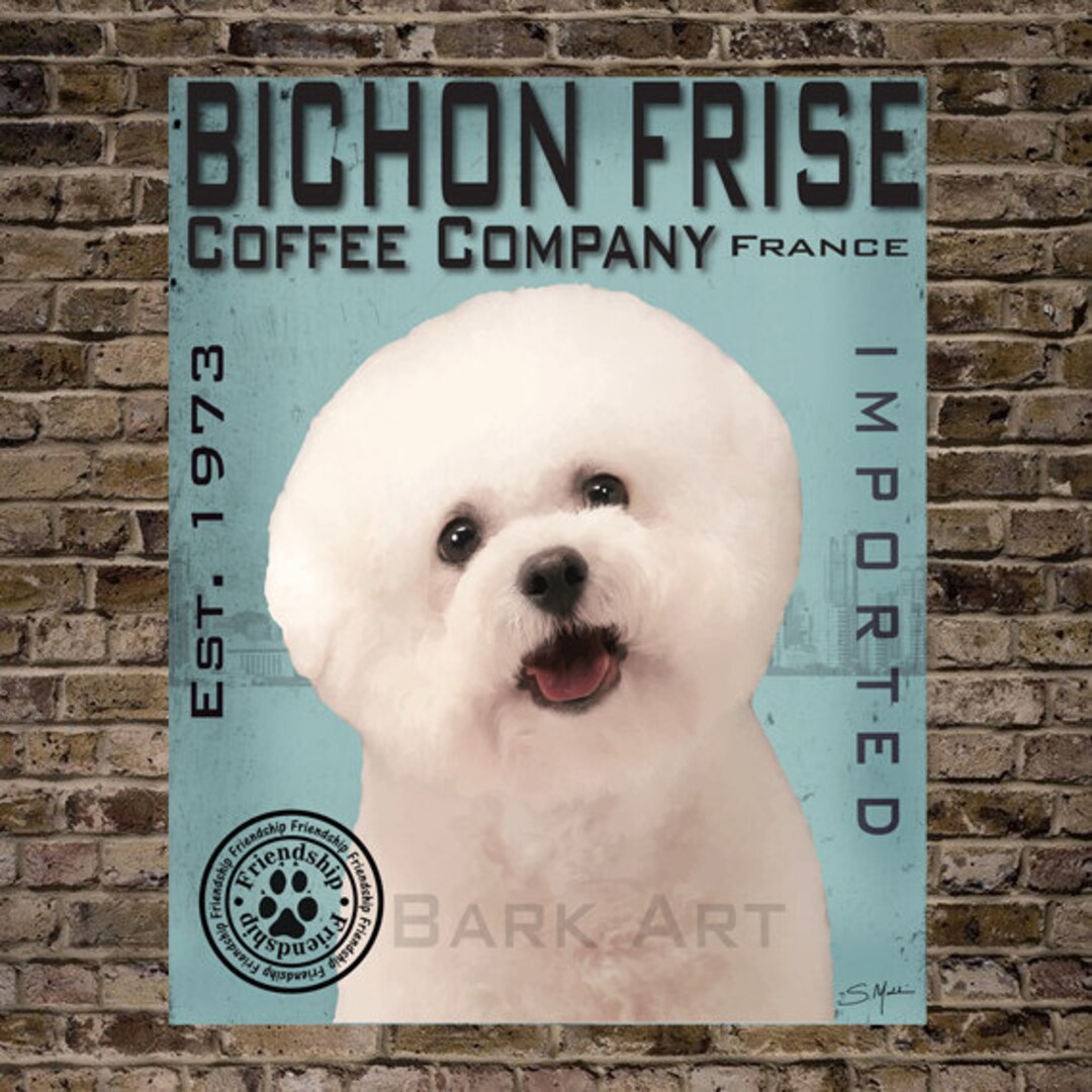 White Bichon Frise Dog Art Coffee Company Print or Canvas - Etsy