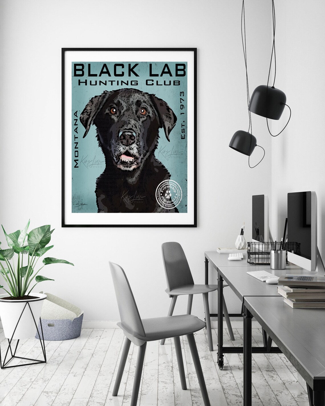 Black Labrador Dog Digital Art Hunting Club Print or Canvas | Etsy