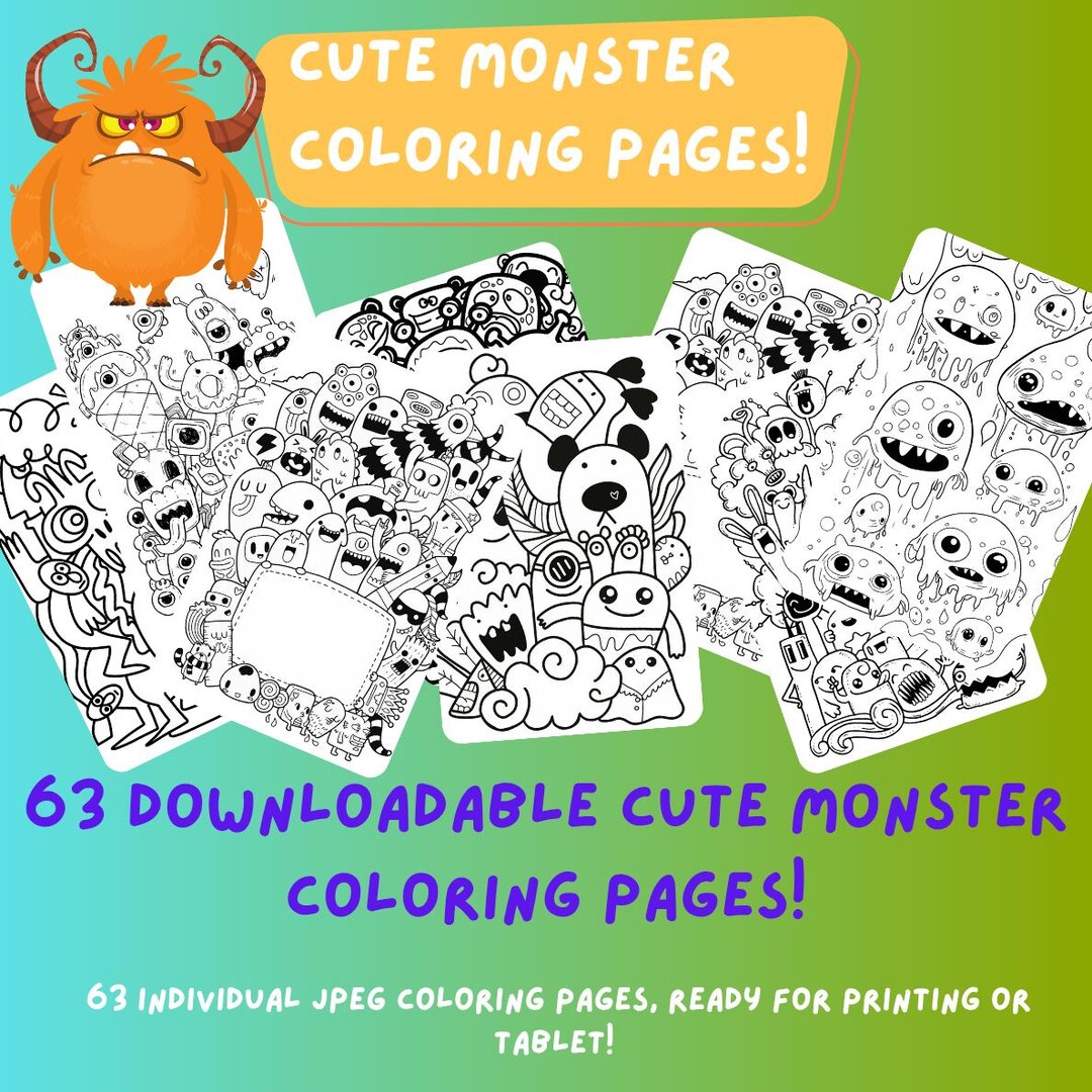 Coloring Pages Cute Monster Printable PDF Teacher Characters Coloring ...