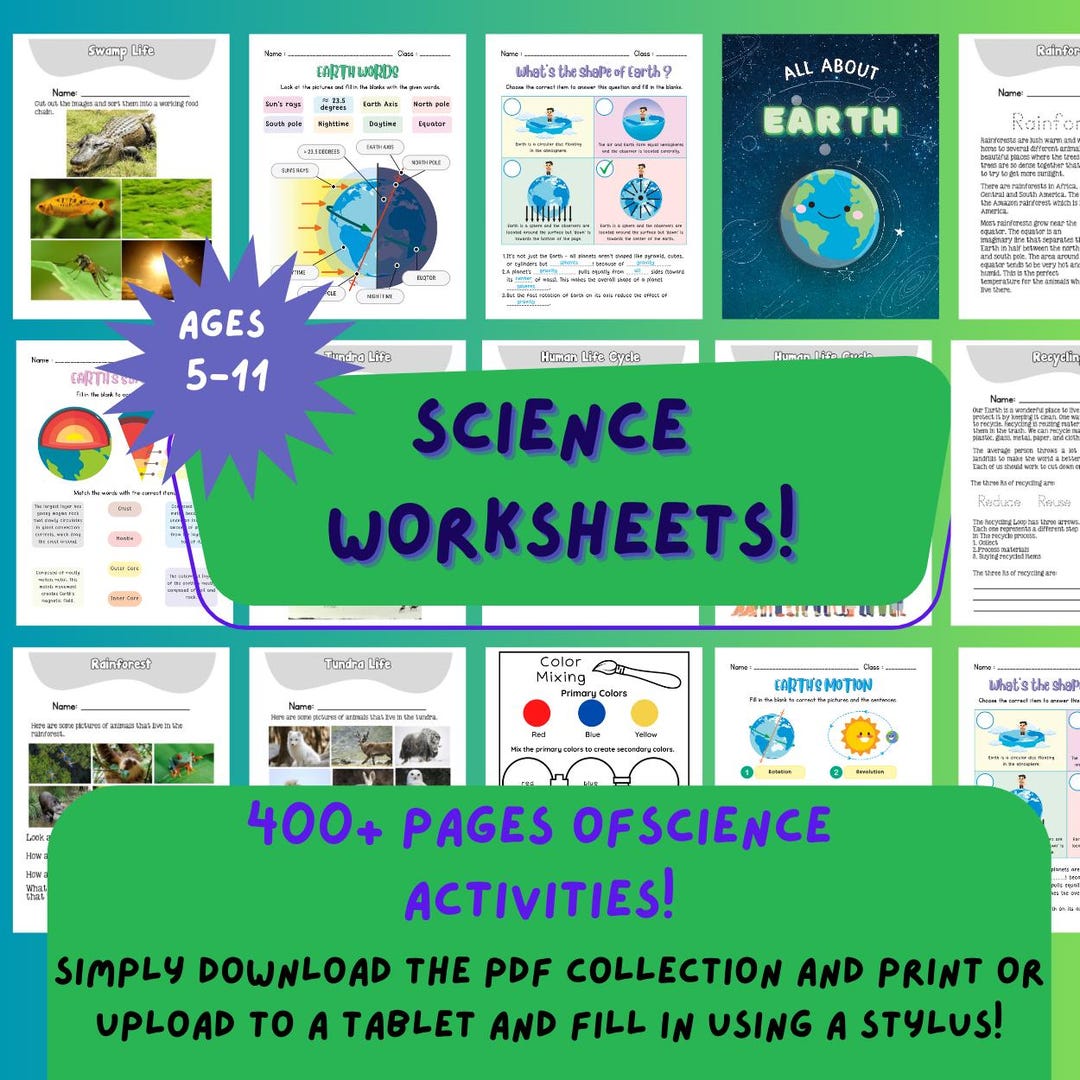 Kids Science Printable Worksheets Pages PDF Reseller Master Rights ...