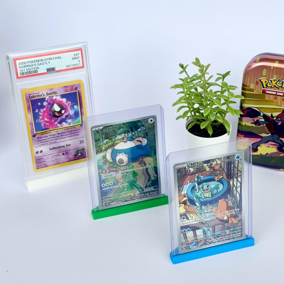 Pokemon TCG Display Stand Soft Penny Sleeved Toploader Magnetic Graded ...