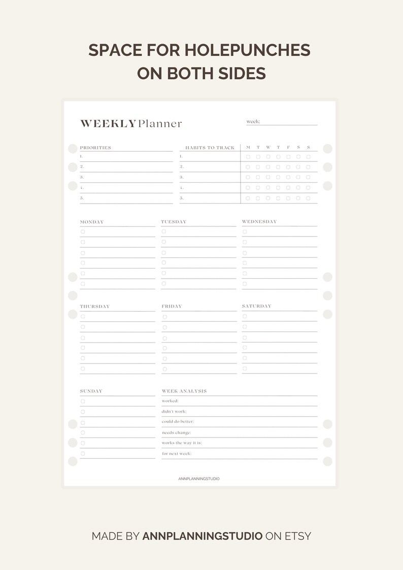 Weekly Planner and Habit Tracker, Printable Weekly Planner, Printable ...