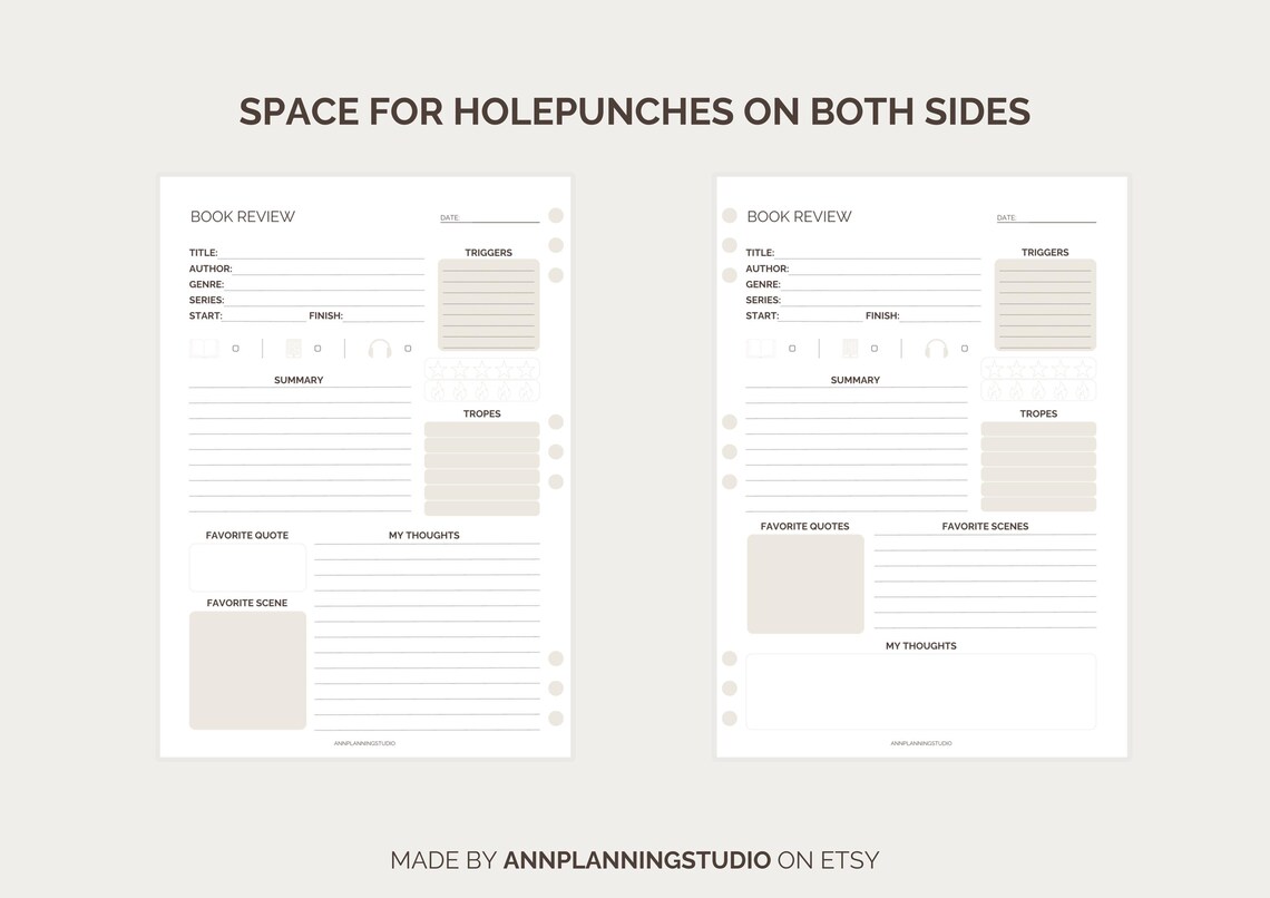Printable Book Review With Tropes and Triggers, Reading Tracker ...