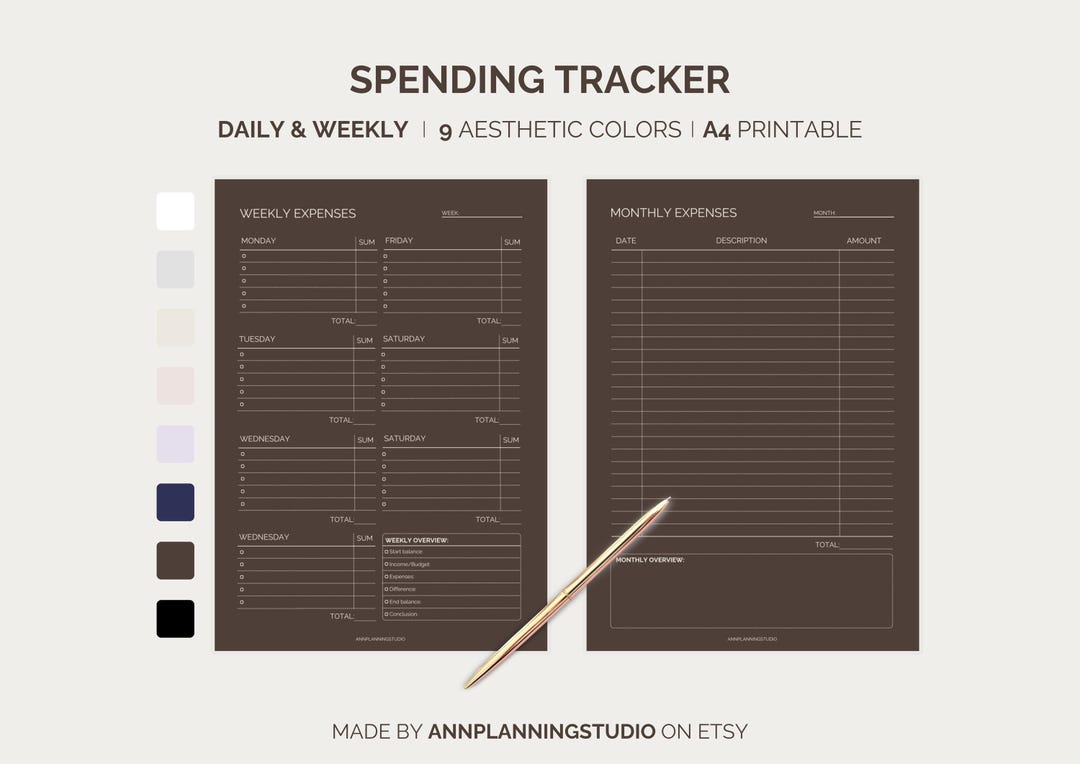 Weekly & Monthly Expense Tracker | Printable Budget Planner | Finance ...
