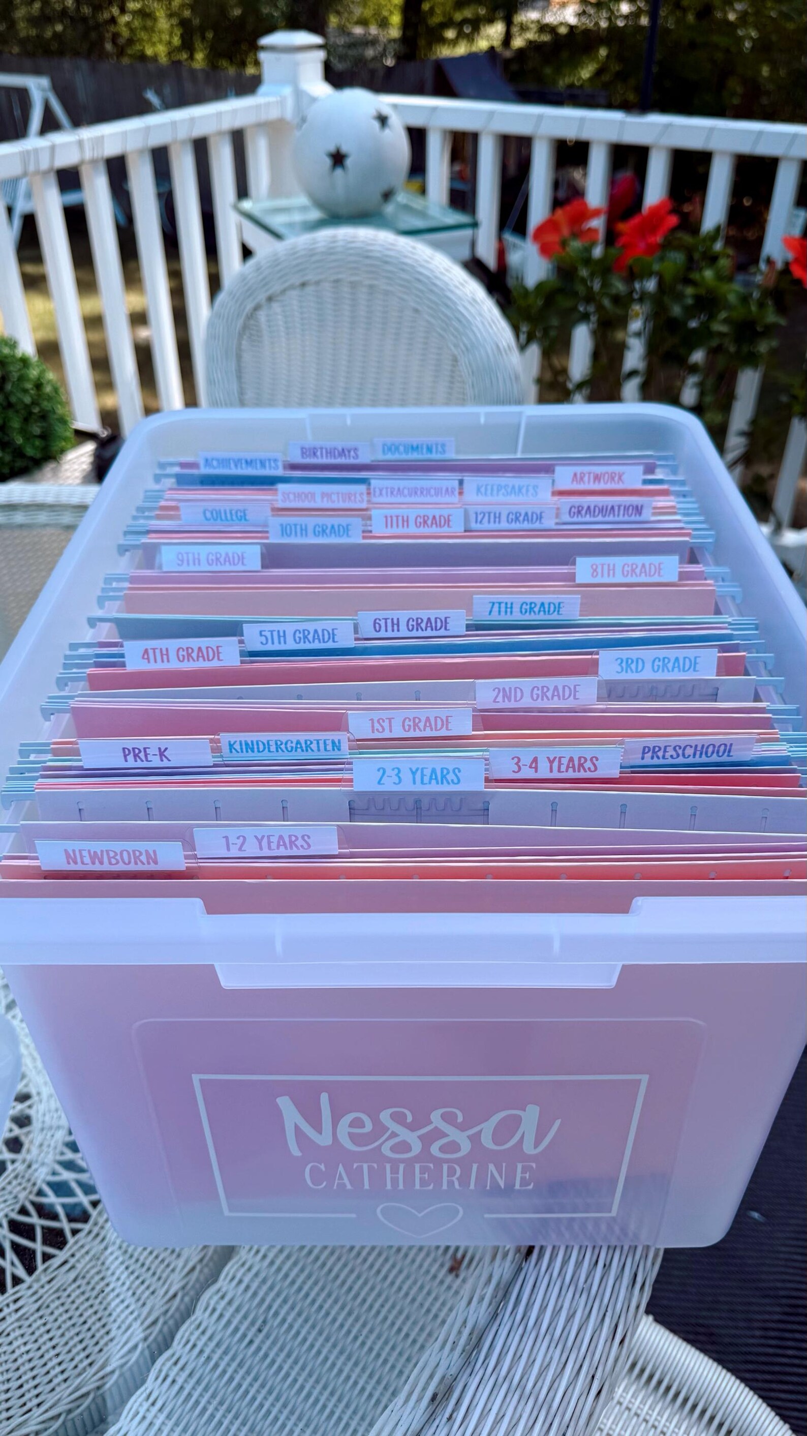 Personalized Milestone + Memory Organizer, Child File Bin, Tote ...