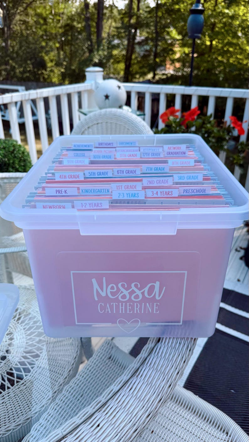 Milestone + Memory Organizer, Child File Box, Tote Organizer, School ...