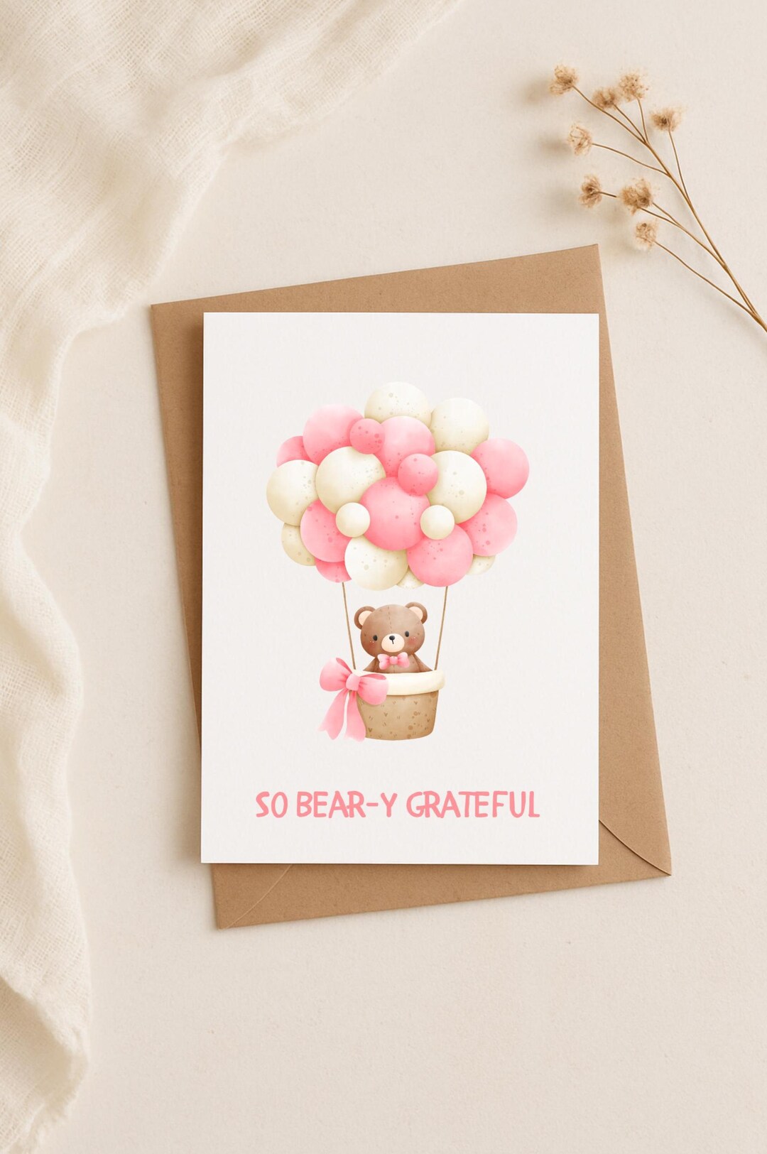 So Bear-y Grateful Baby Shower Thank You Cards | Baby Girl - Cute Teddy ...