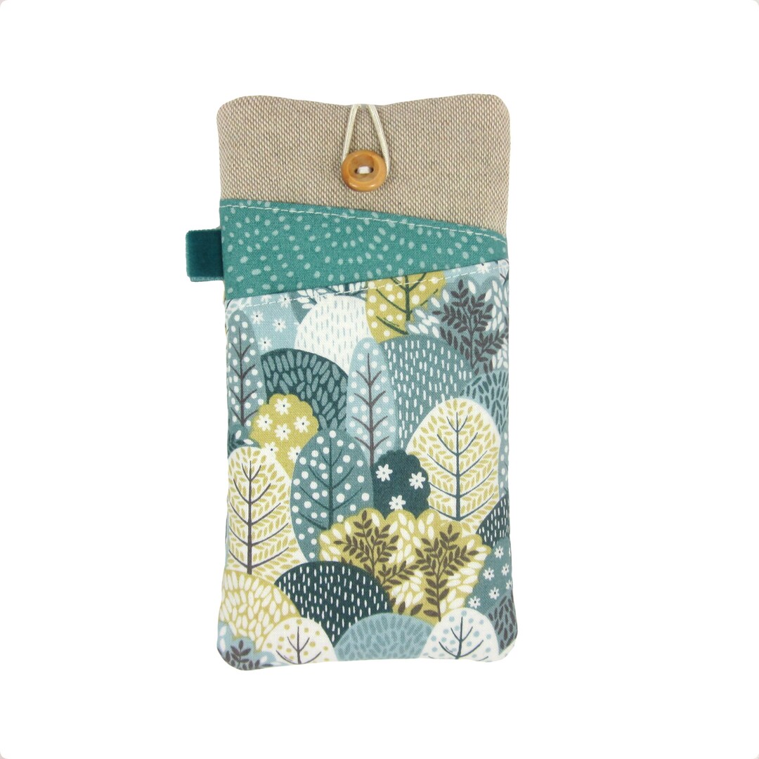 Mobile Phone Fabric Sleeve. Blue and Green Trees. Custom Sizes. iPhone ...