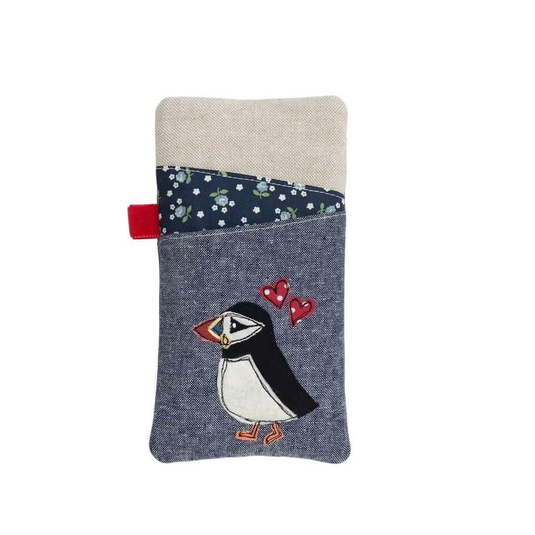 Puffin Phone Sleeve, iPhone 16 Pro, Galaxy S24 Plus, Padded Fabric ...