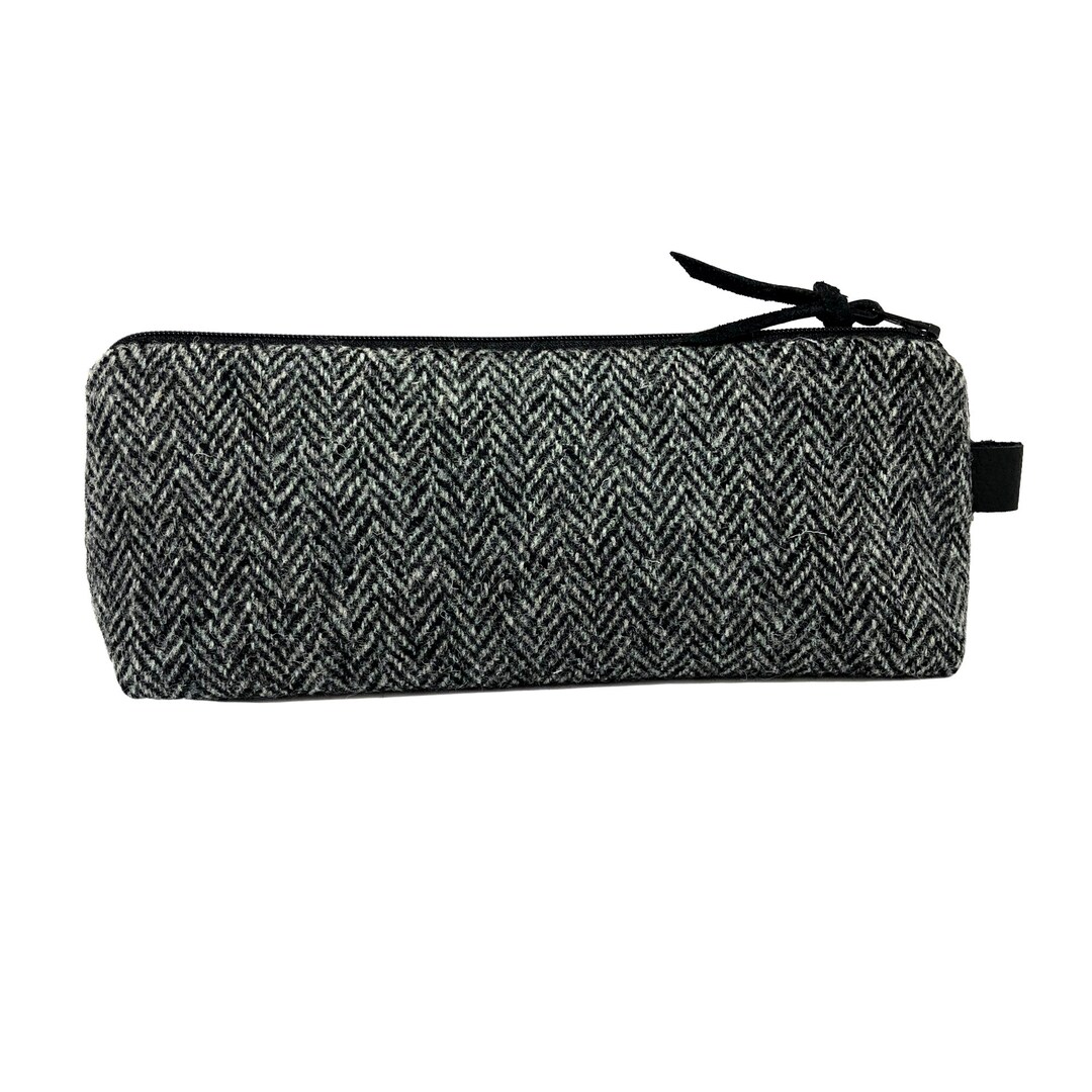 Grey Pencil Case, Herringbone British Wool Tweed, Mens Zipper Pouch - Etsy