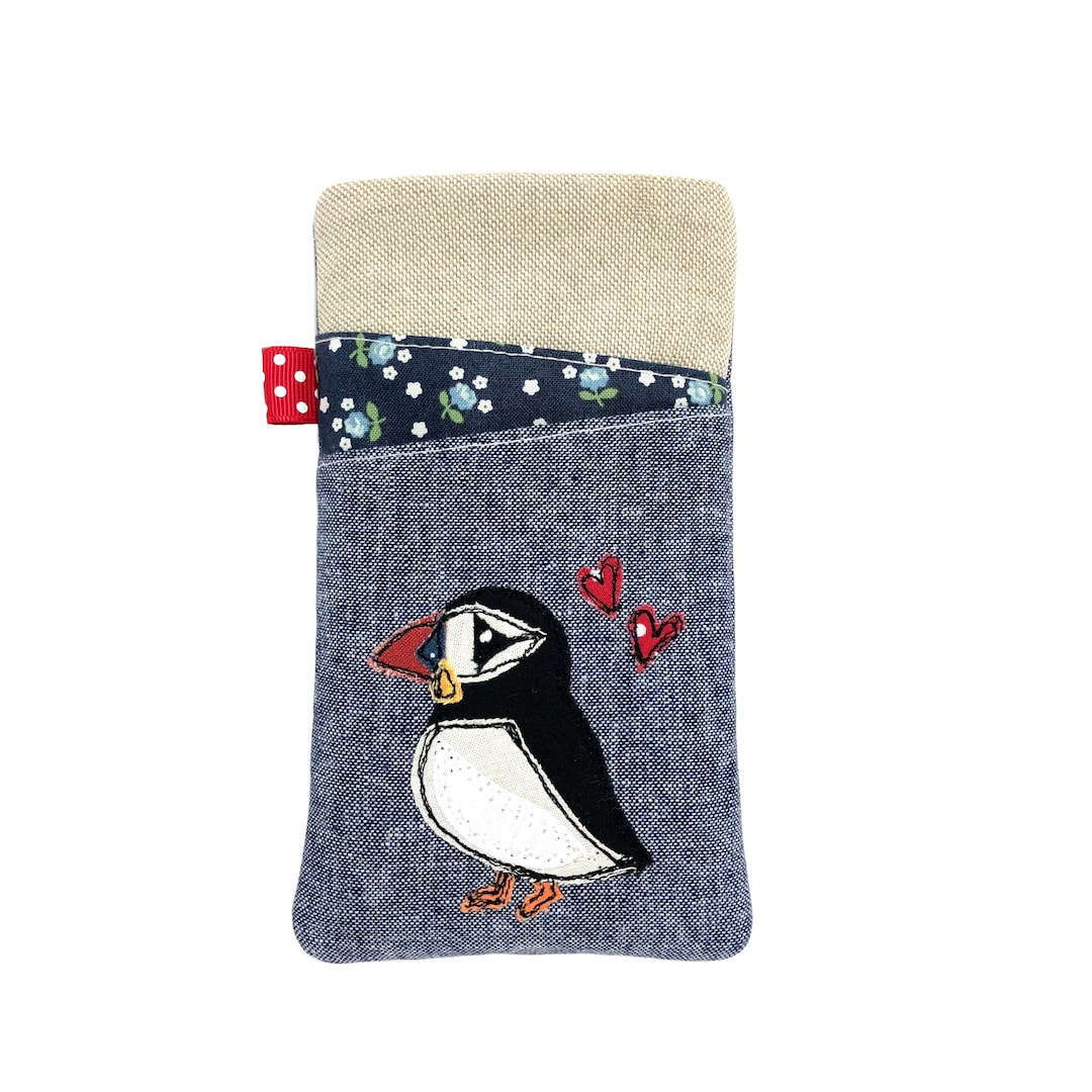 Puffin Phone Sleeve, iPhone 15 Pro, Galaxy S24 Plus, Padded Fabric ...