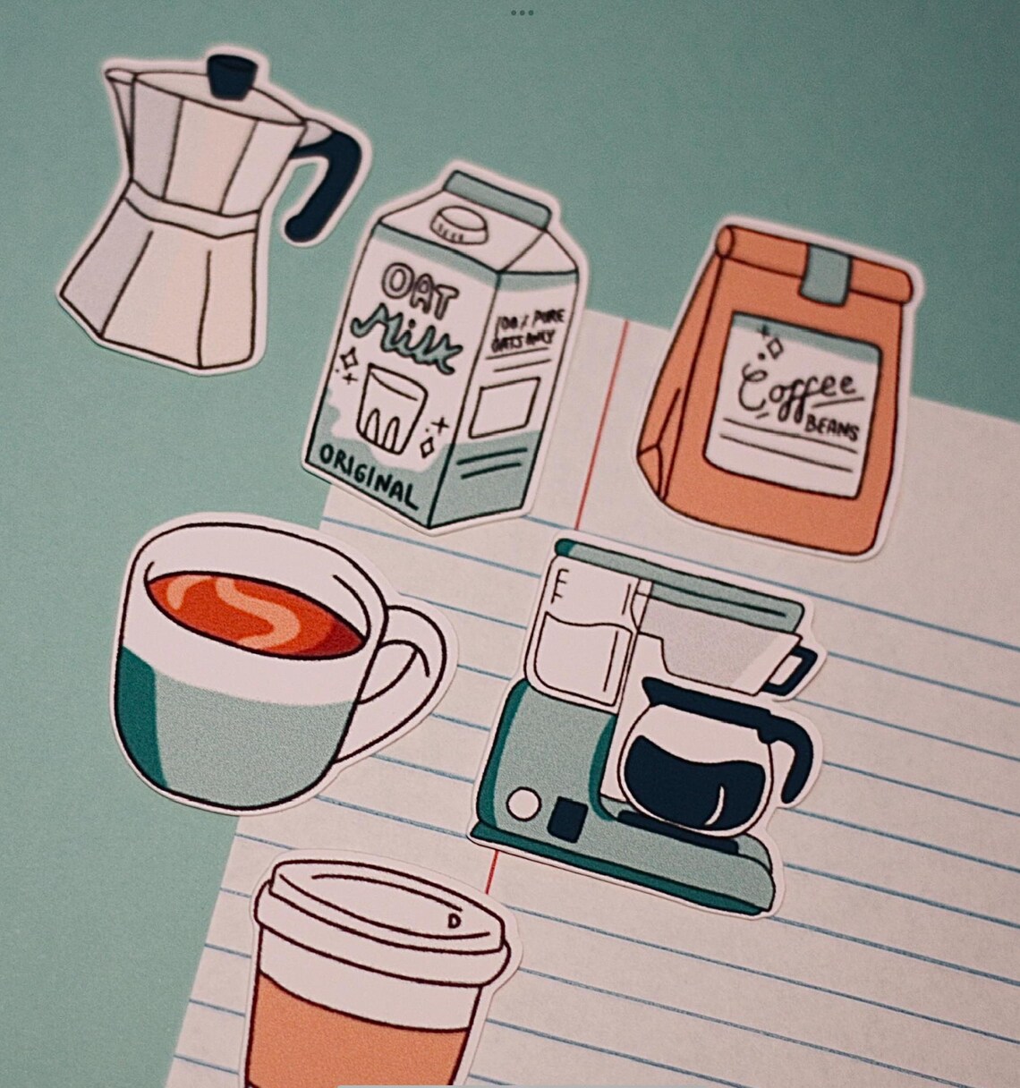 Coffee Lovers Sticker Pack 6 Mini Stickers for Notes Cute Coffee-themed ...