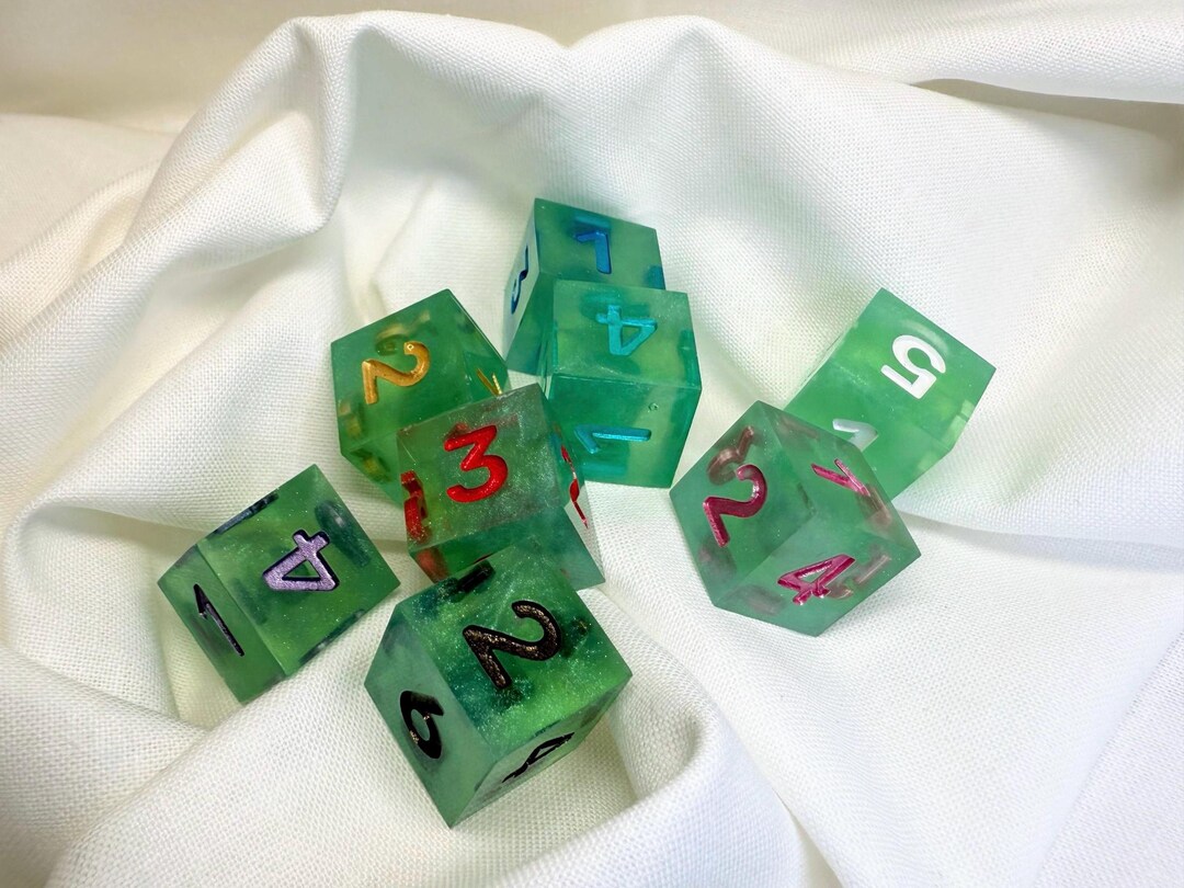 Colorful Chaos D6 Dice Set- 8 Sharp Edge Six Sided Dice for Ttrpgs, Dnd ...