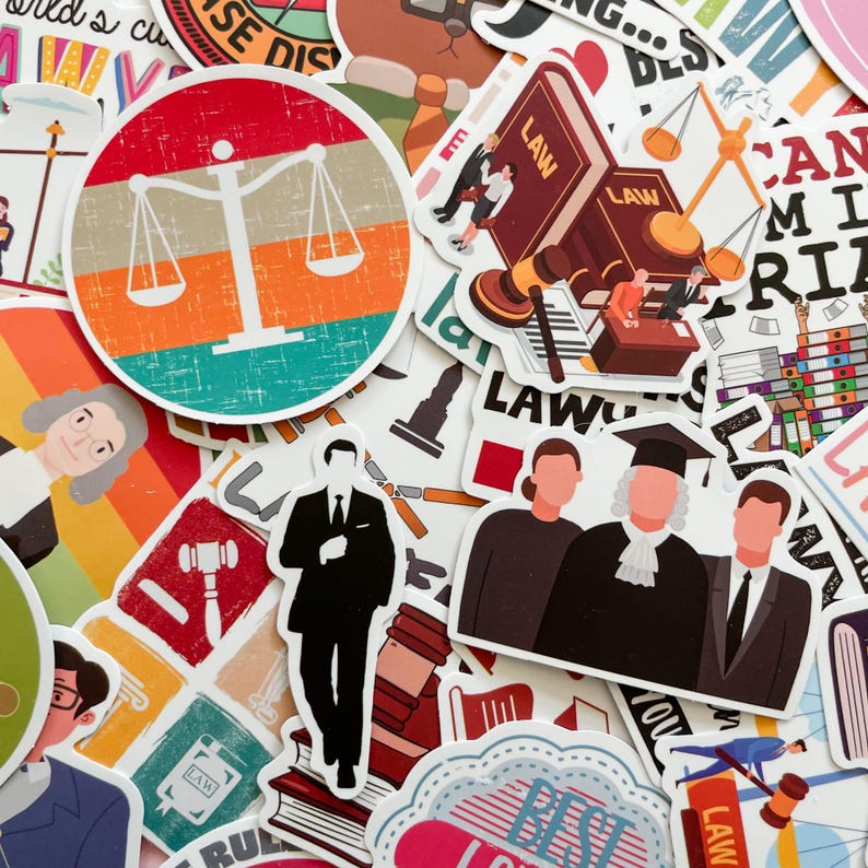 50PCS Lawyer Stickers, Gavel & Justice Scale Stickers, Legal Profession ...