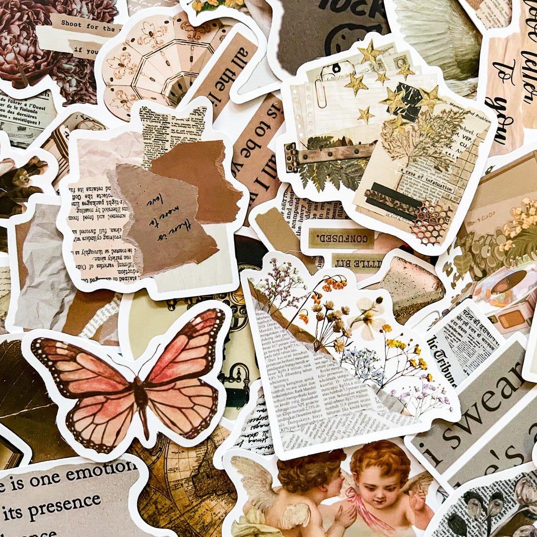 50pcs Vintage Stickers, Waterproof Antique Retro Stickers, Aesthetic ...