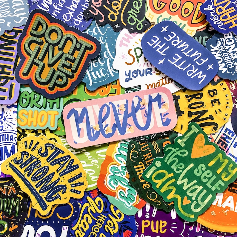 50PCS Motivational Quote Stickers, Colorful Positive Stickers, Bright ...