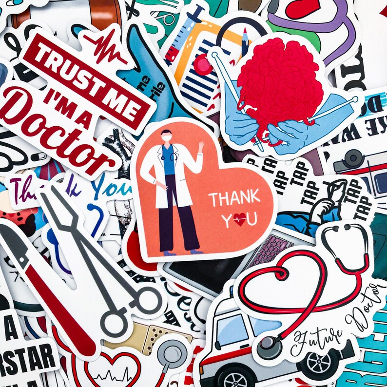 50 Random Medical Education Stickers, Medical Tools Stickers, Nurse and ...