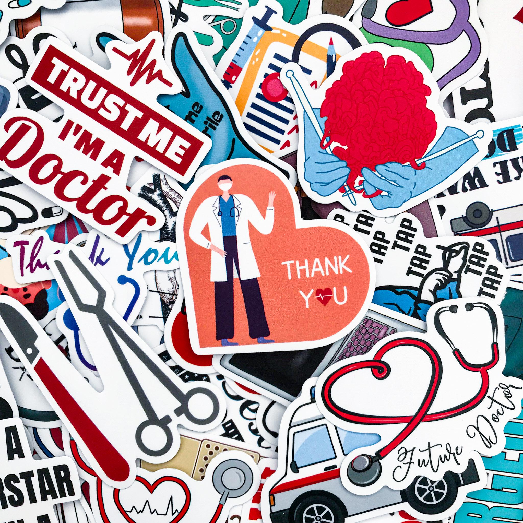 50 Random Medical Education Stickers, Medical Tools Stickers, Nurse and ...