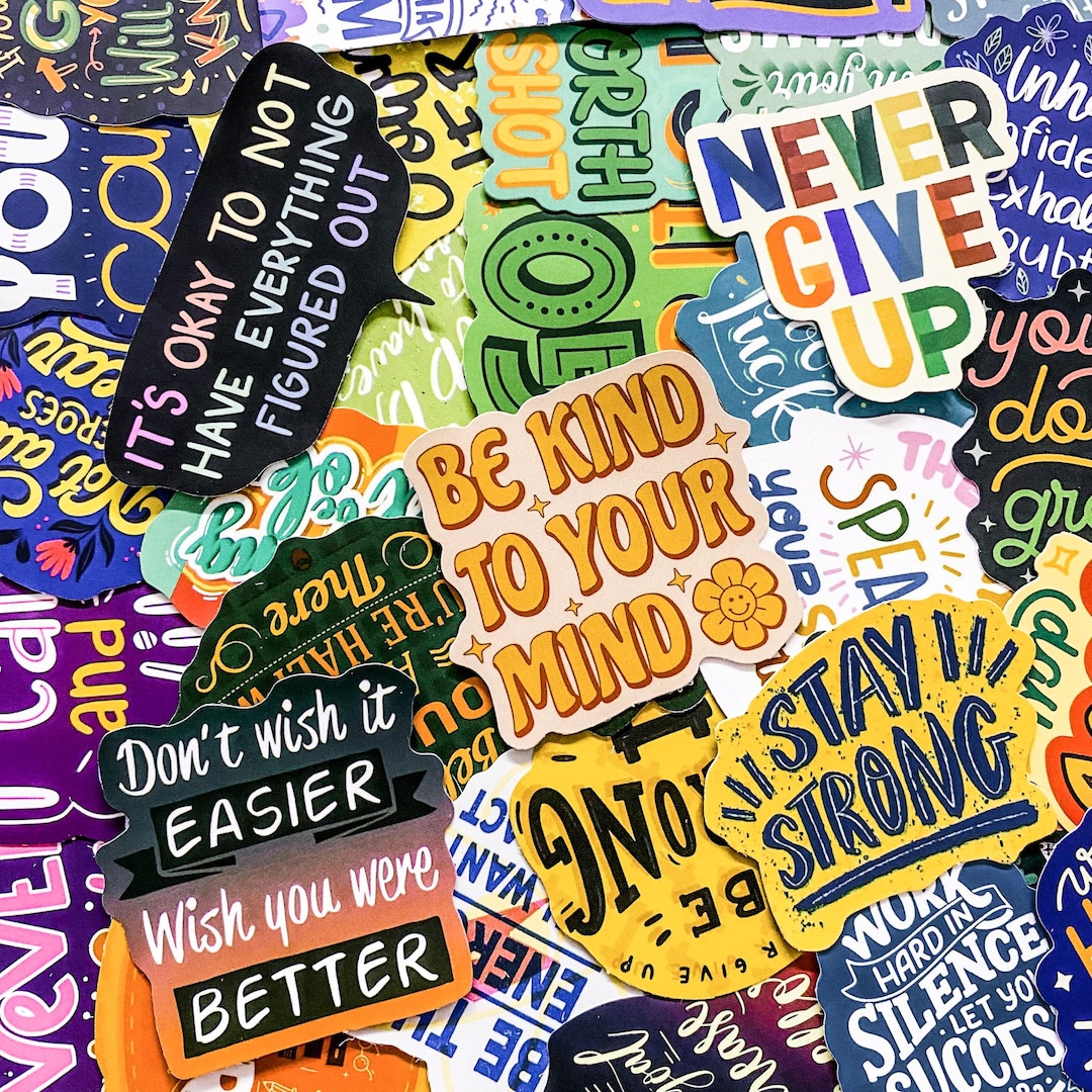 50PCS Motivational Quote Stickers, Colorful Positive Stickers, Bright ...