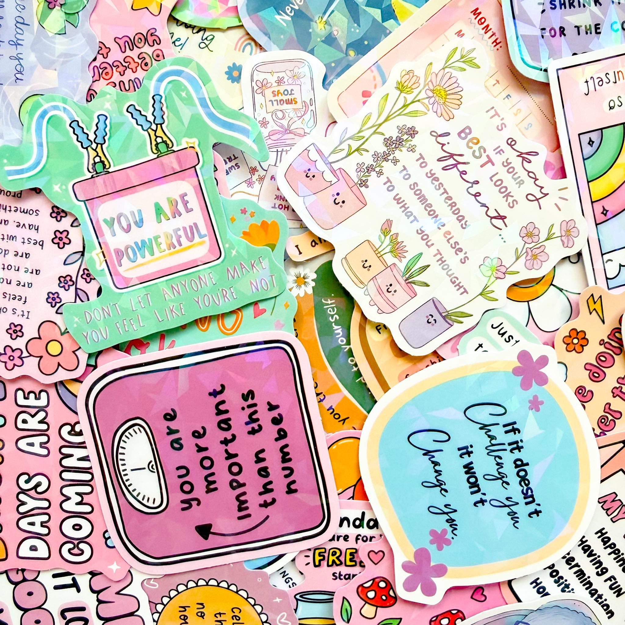 50PCS Bright Pastel Color Stickers, Whimsical Quote Art Stickers ...