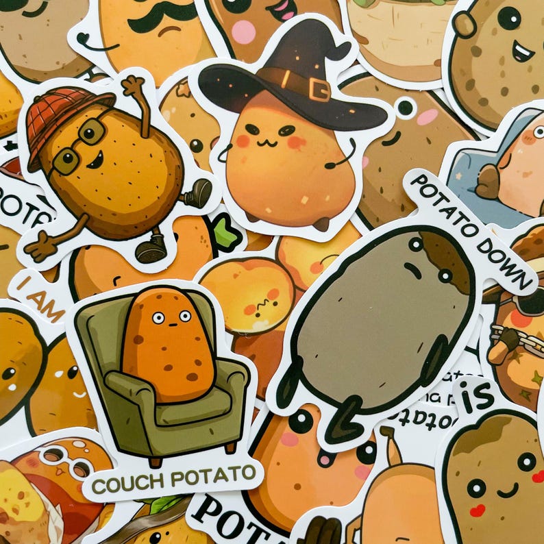 50PCS Cute Potato Stickers, Kawaii Funny Food Stickers, Adorable Potato ...